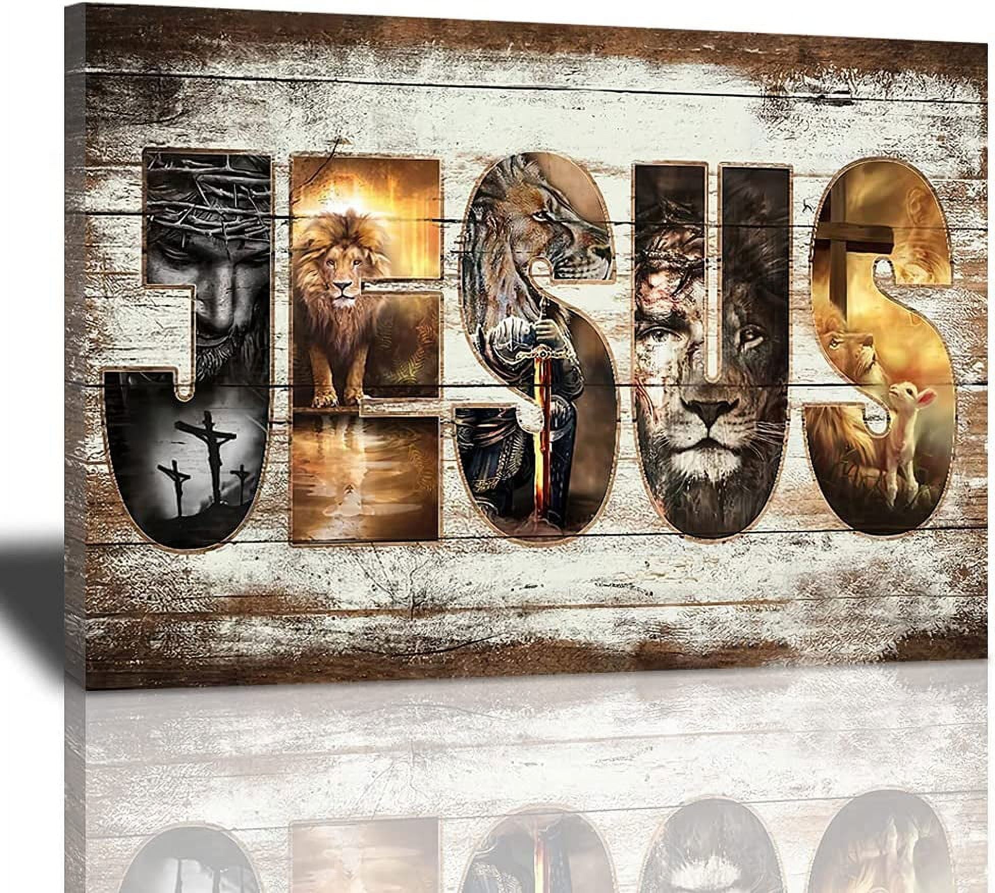 AXXPosters-Amazing Jesus Pictures Canvas Poster Jesus Lion and Lamb ...