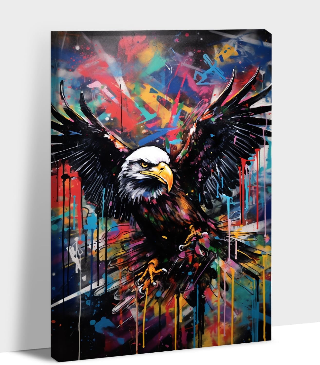 AXXPosters American Bald Eagle Graffiti Canvas Wall Art, Fierce Bald ...