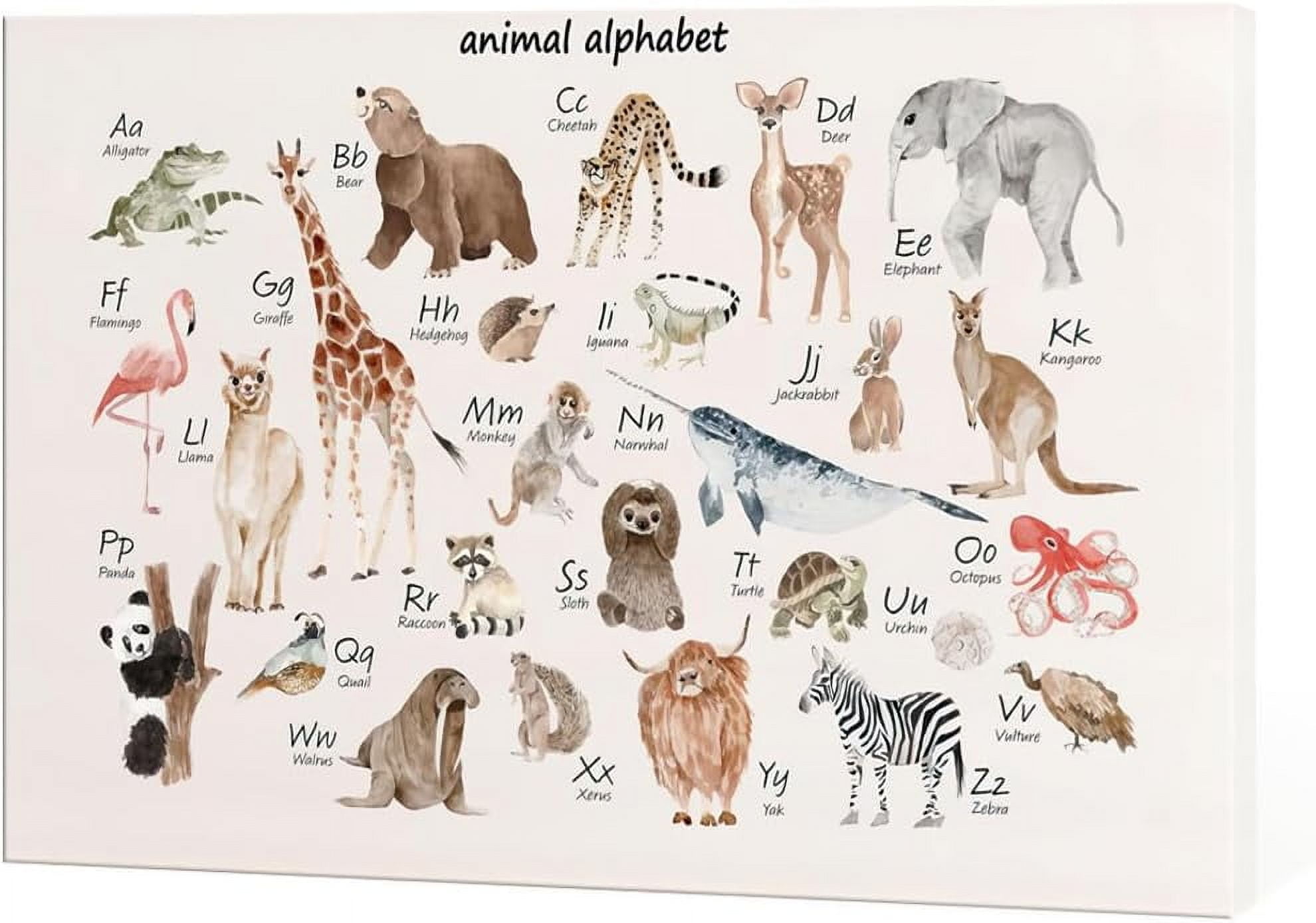 AXXPosters Animal Alphabet Chart Kids Educational Poster Shapes Canvas ...