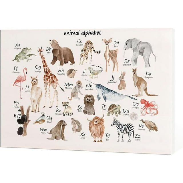 AXXPosters Animal Alphabet Chart Kids Educational Poster Shapes Canvas ...