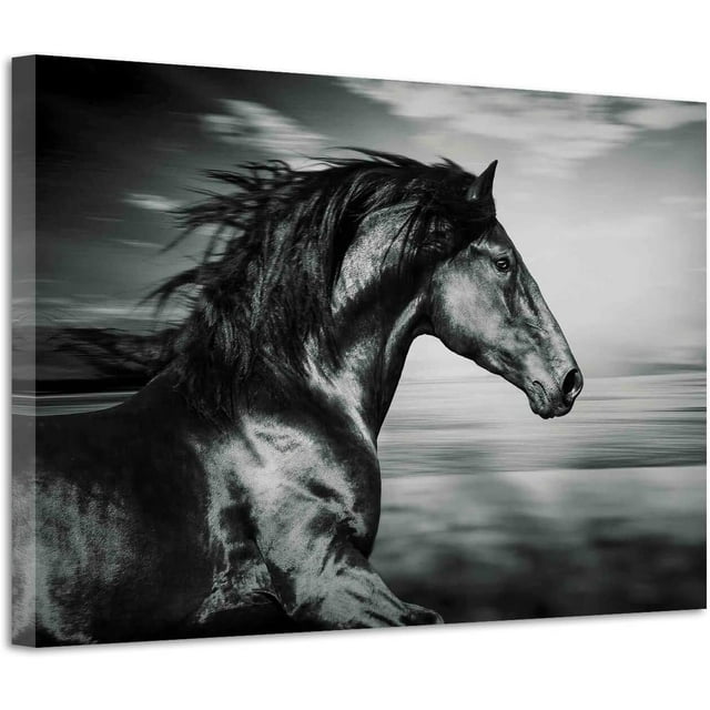 AXXPosters-Animal Portrait Picture Wall Art - White Horse Head Canvas ...