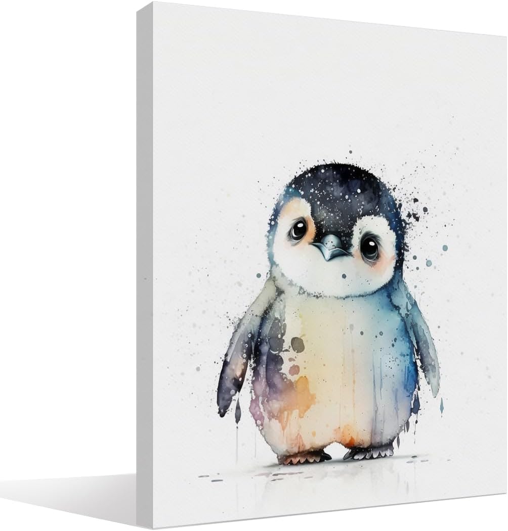 AXXPosters Baby Penguin Abstract Watercolor Wall Art Prints, Animal ...