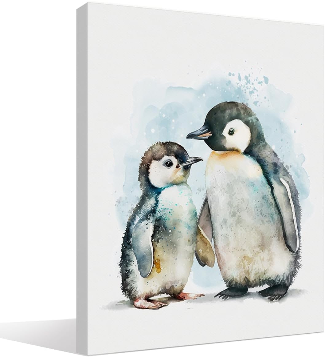 AXXPosters Baby Penguin Abstract Watercolor Wall Art Prints, Animal ...