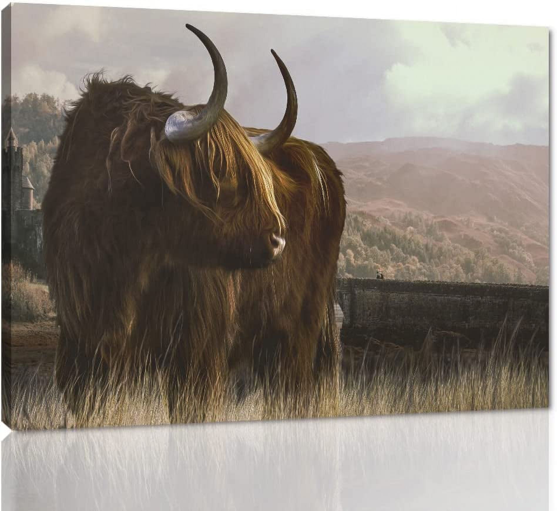 AXXPosters-Banksy Graffiti Freedom Highland Cow Picture Canvas Wall Art ...