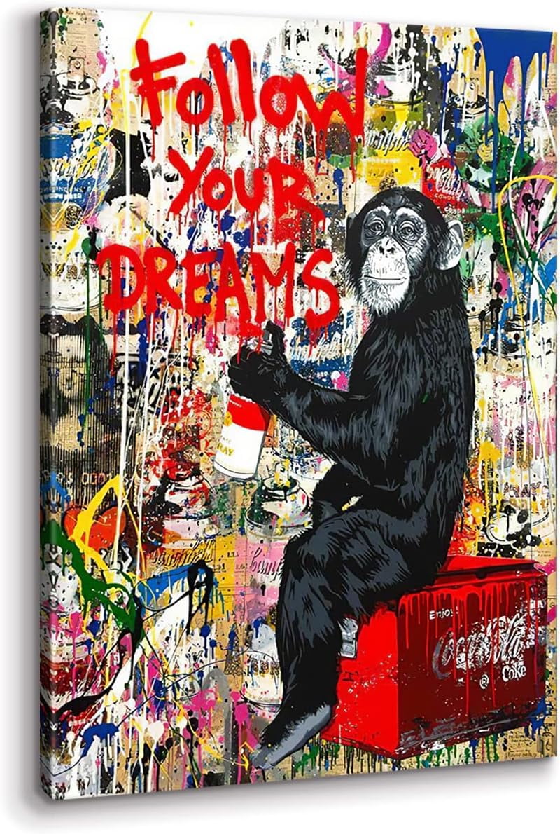 AXXPosters- Banksy Street Graffiti Monkey Inspirational quotes,Follow ...