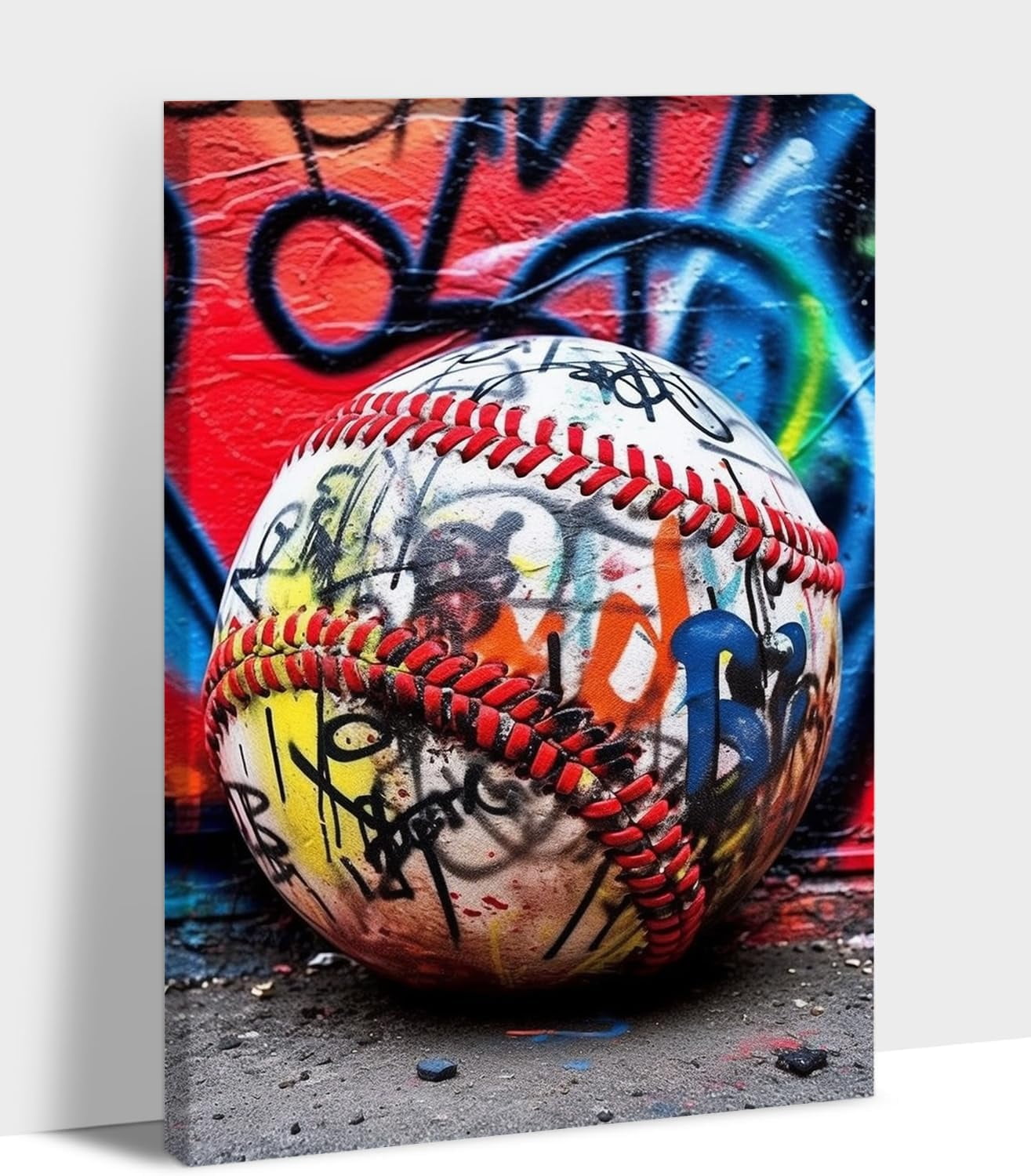 AXXPosters Baseball Graffiti Canvas Wall Art, Graffiti Ball Picture ...