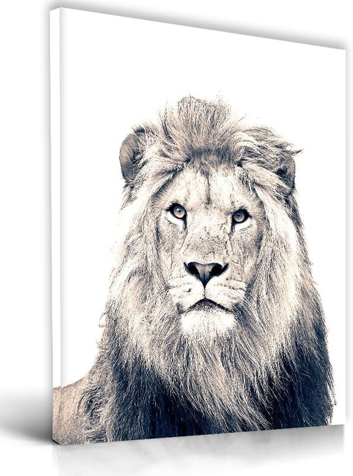 AXXPosters-Bathroom Wall Art Decor, Black and White Lion Wall Art, Waterproof Wood Canvas Wall ...
