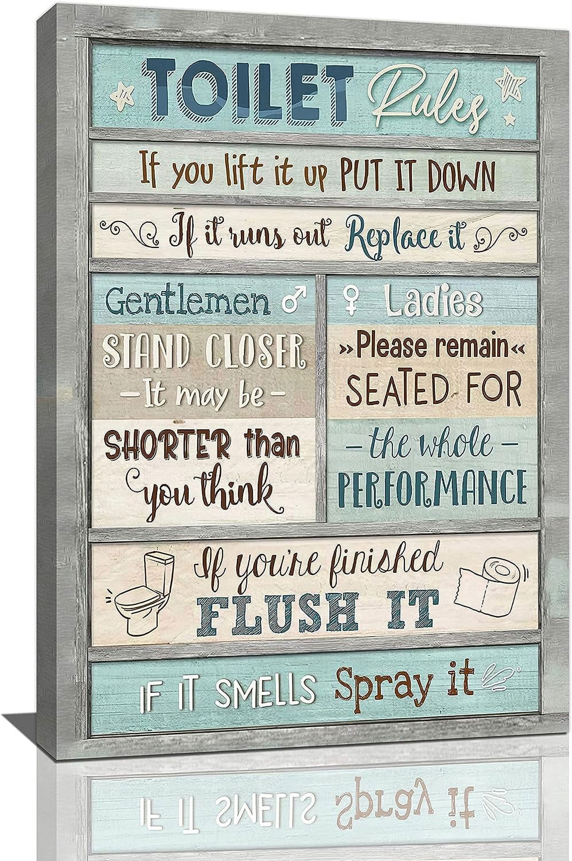 AXXPosters-Bathroom Wall Art Toilet Rules Canvas Wall Decor Bathroom ...
