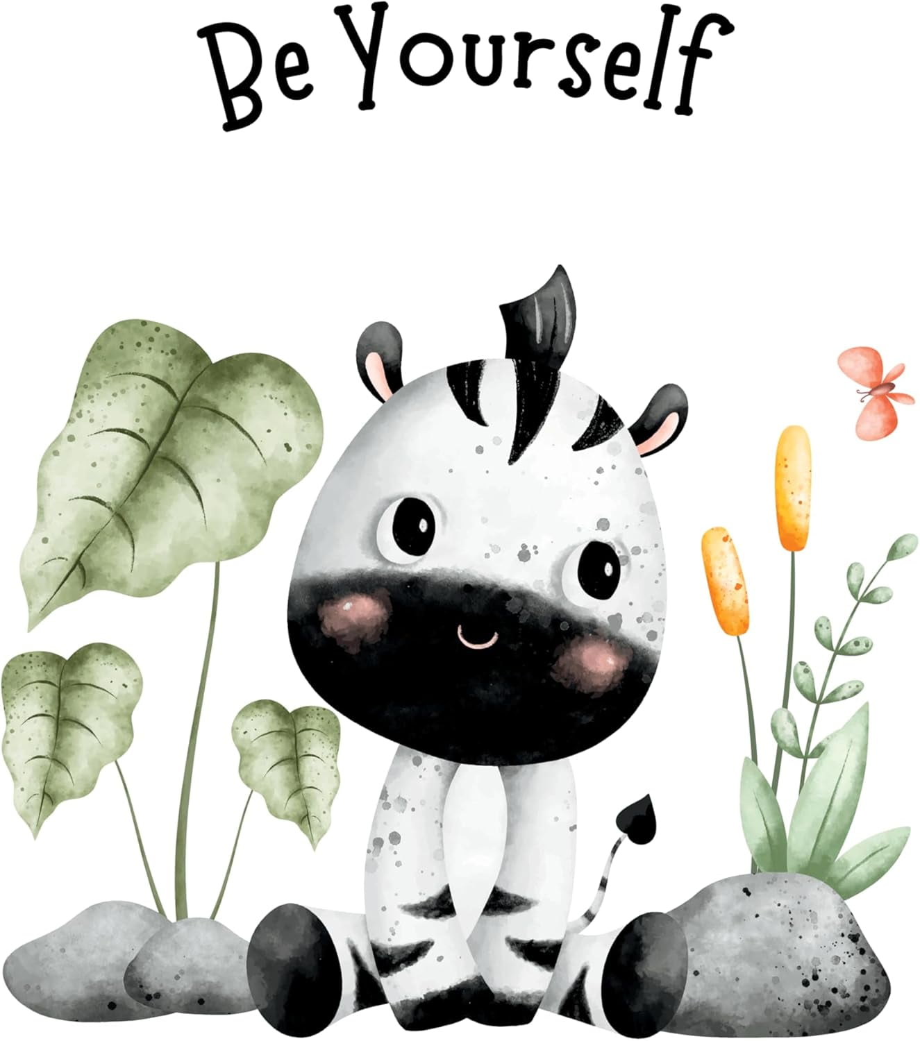 AXXPosters Be Yourself Zebra Watercolor Wall Art - Safari Nursery Decor ...