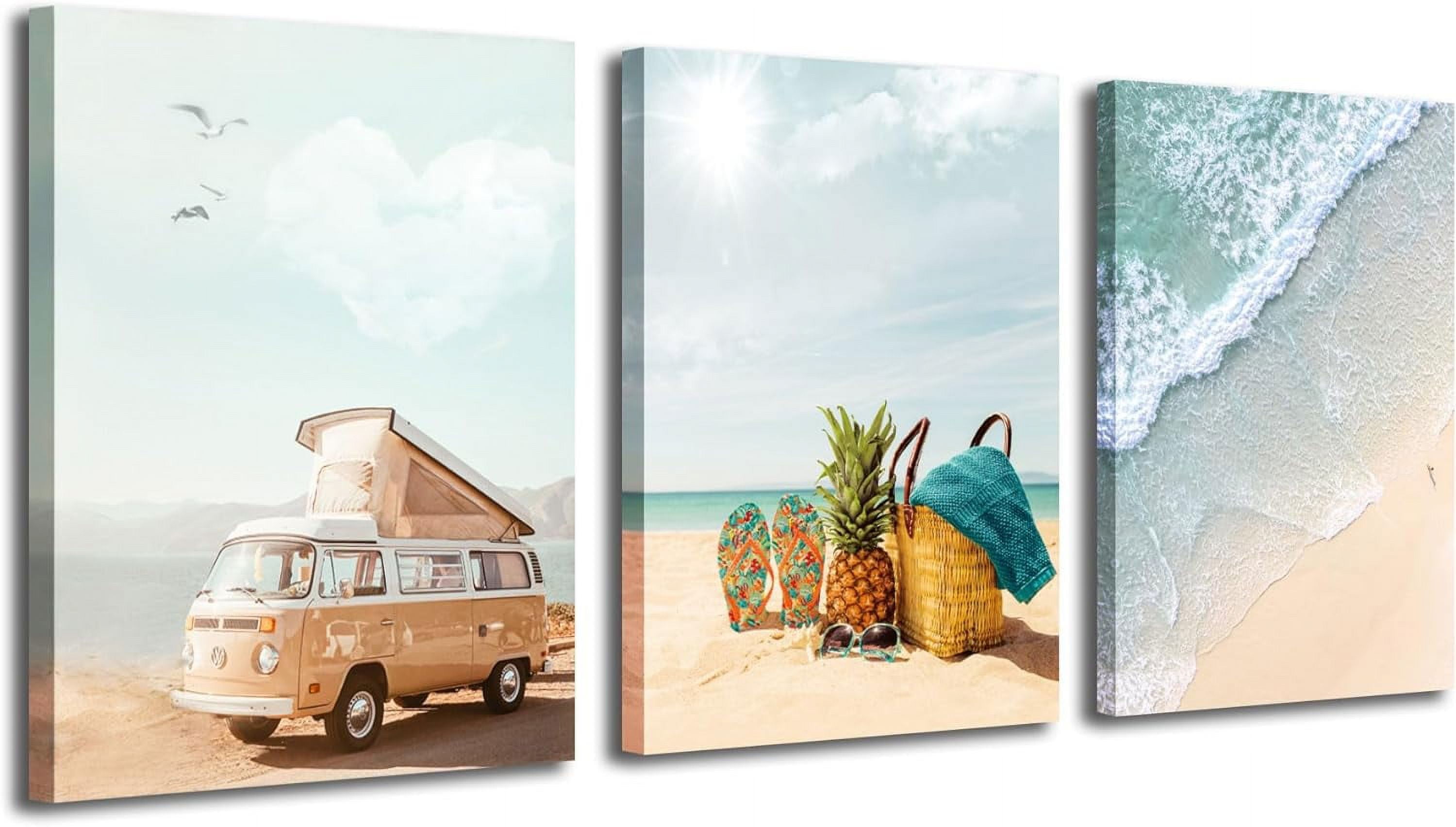 AXXPosters -Beach Wall Art Canvas Coastal Sea Pictures Bathroom Decor ...