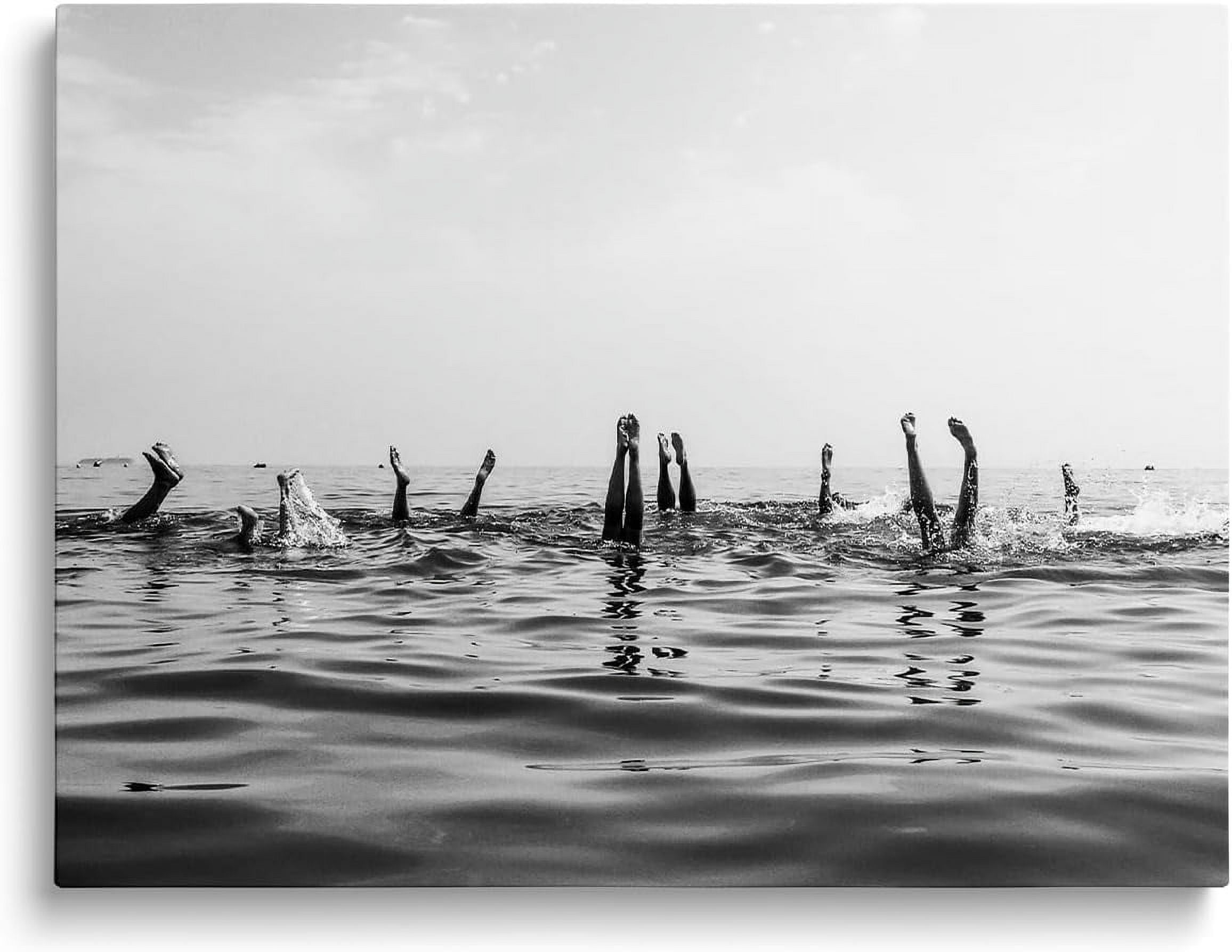 AXXPosters Beach Wall Decor,Minimalist Ocean Print,Swimming Print,Black ...