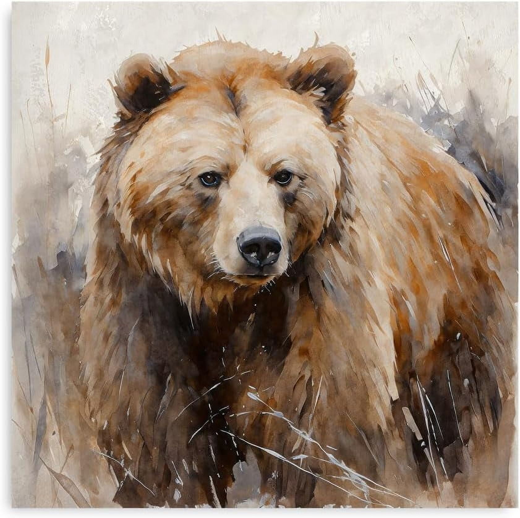 AXXPosters Bear Art Wall Decor Rustic Woodland Bears Paintings Canvas ...