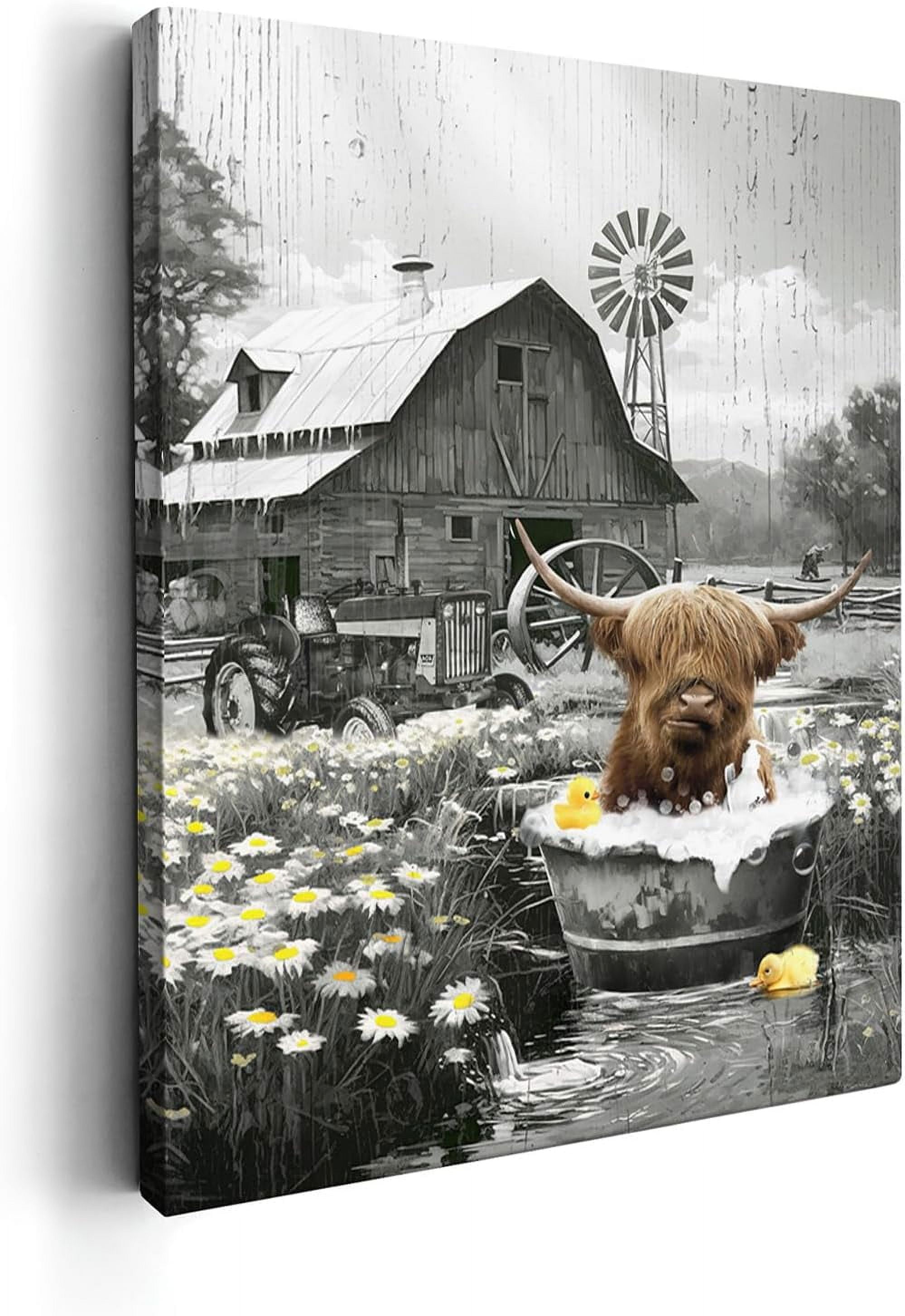 AXXPosters-Bear Bathroom Decor Wall Art Funny Bear Sitting in Bathtub ...