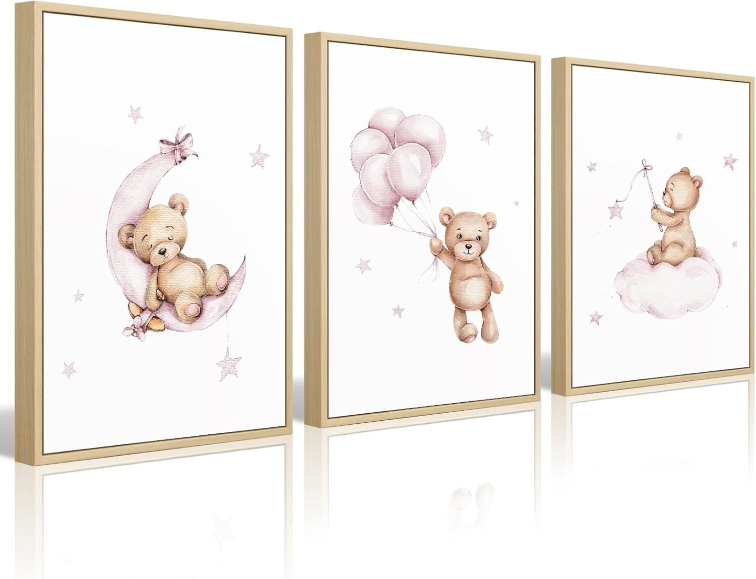 AXXPosters -Bear Nursery Wall Art Decor Set of 3 Teddy Bear Wall Art ...