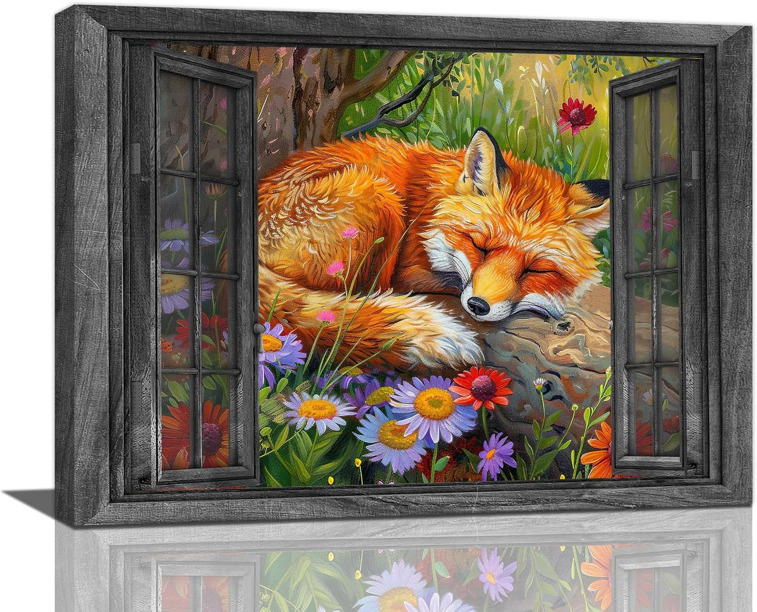 AXXPosters-Bedroom Wall Art Farmhouse Fox Wall Decor Rustic Country Fox ...