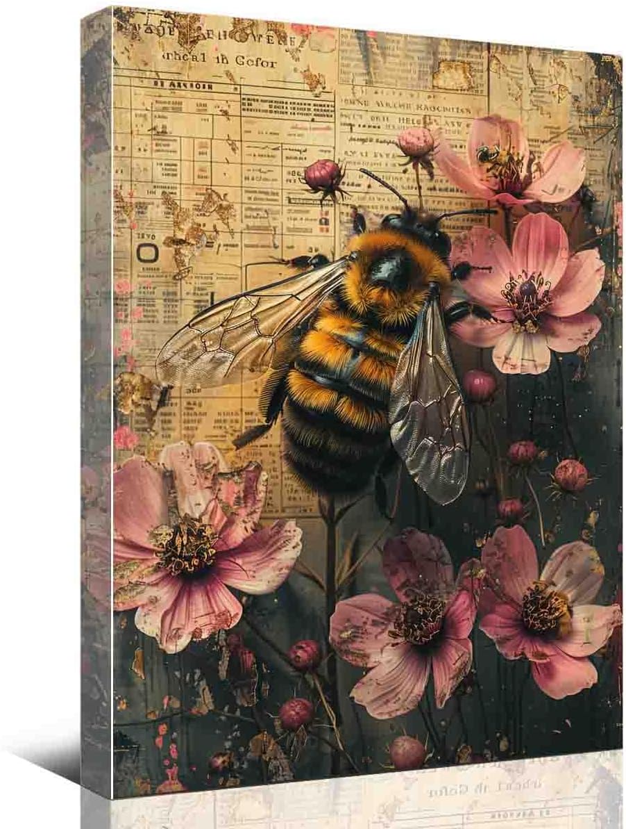 AXXPosters Bee In Flower River Print,Flower Rustic Printable,Bee Insect ...