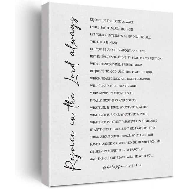 AXXPosters-Bible Verse Canvas Print Decor Rejoice in the Lord Always ...