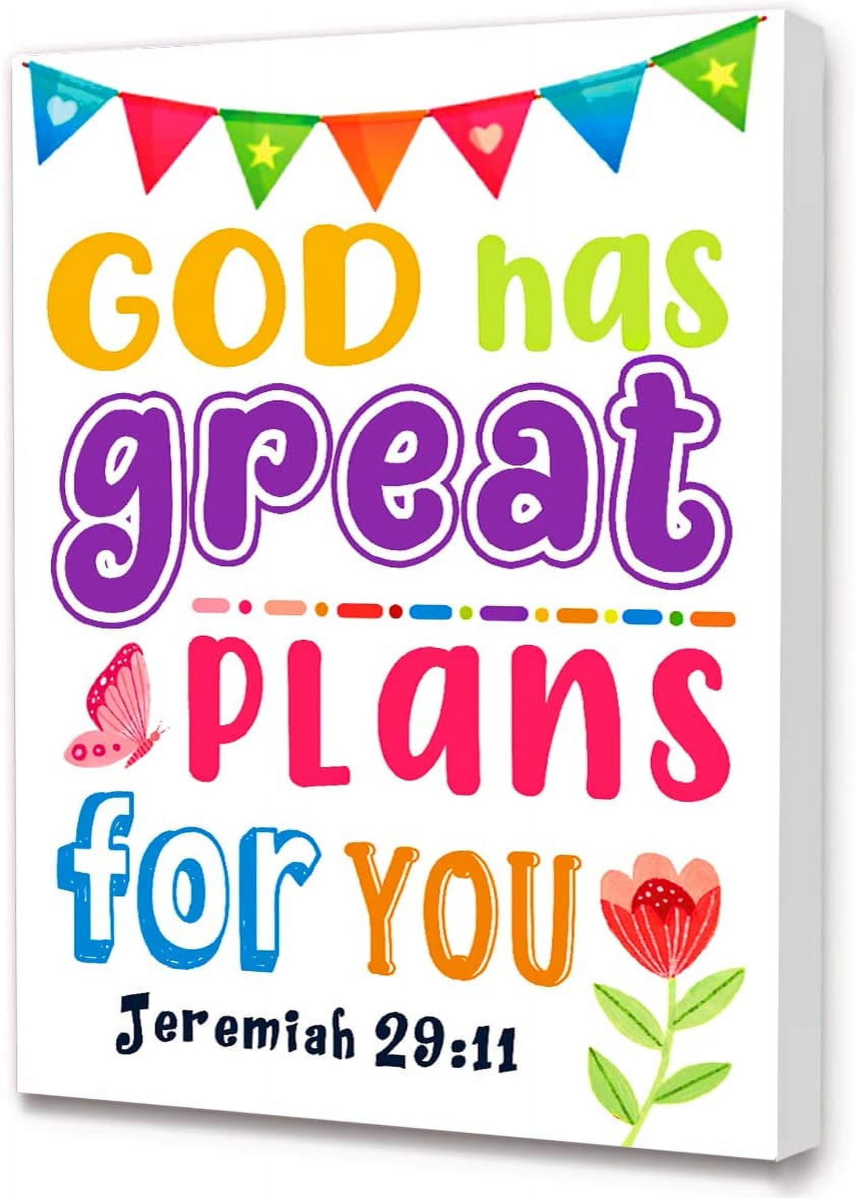 AXXPosters-Bible Verse Canvas Wall Art for kids,God Has Great Plans For ...