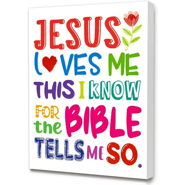 AXXPosters-Bible Verses Canvas Wall Art for Kids,Jesus Loves Me Canvas ...