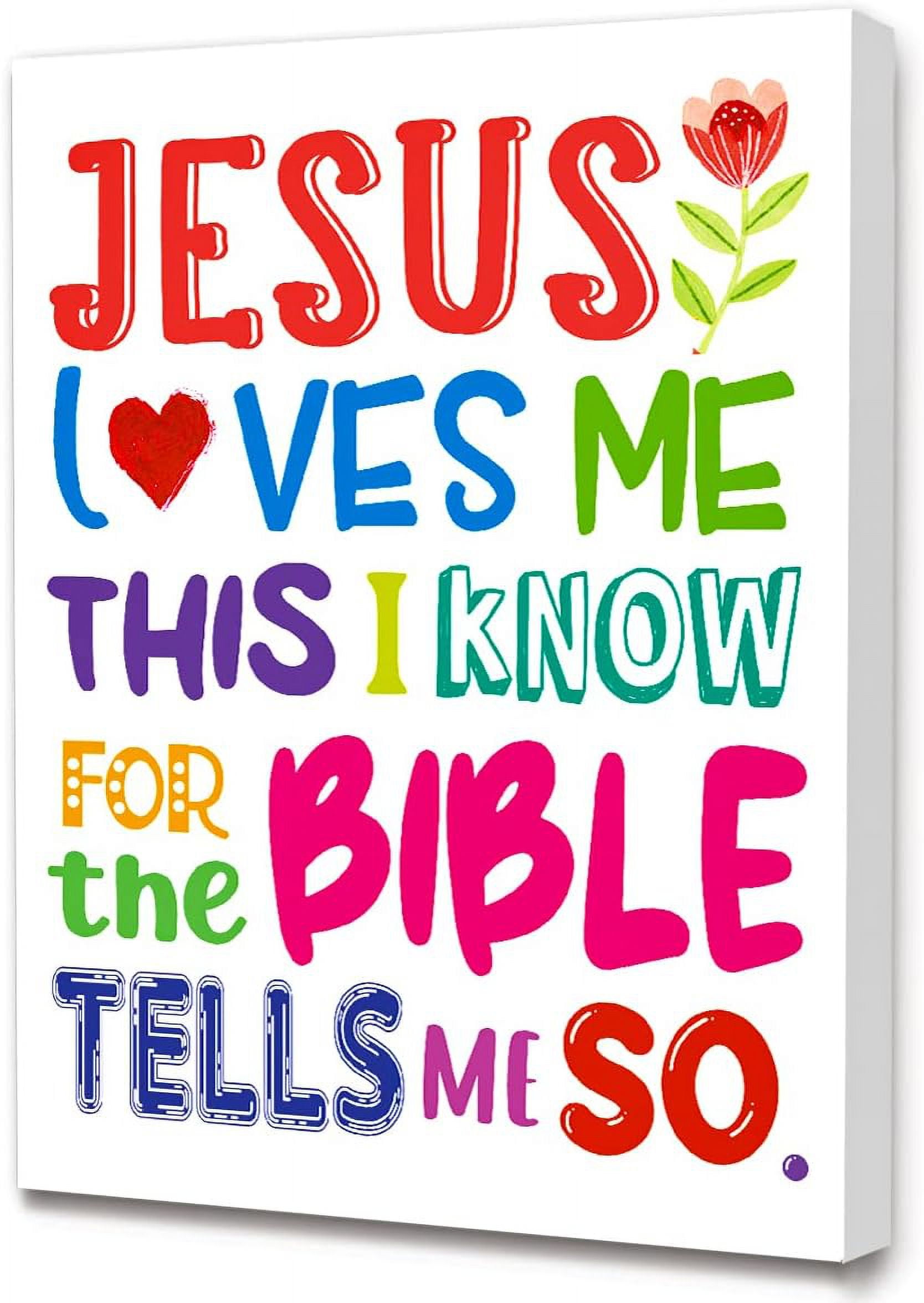 AXXPosters-Bible Verses Canvas Wall Art for Kids,Jesus Loves Me Canvas ...