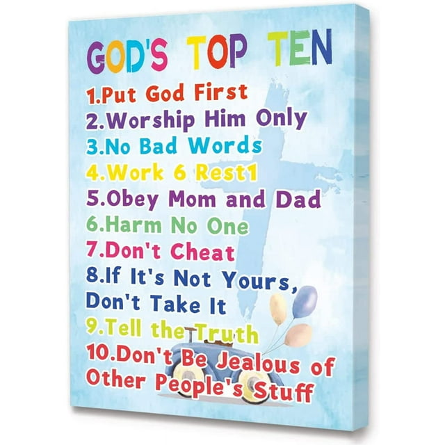 AXXPosters-Bible Verses Wall Art for Kids,God's Top Ten Scripture Wall ...