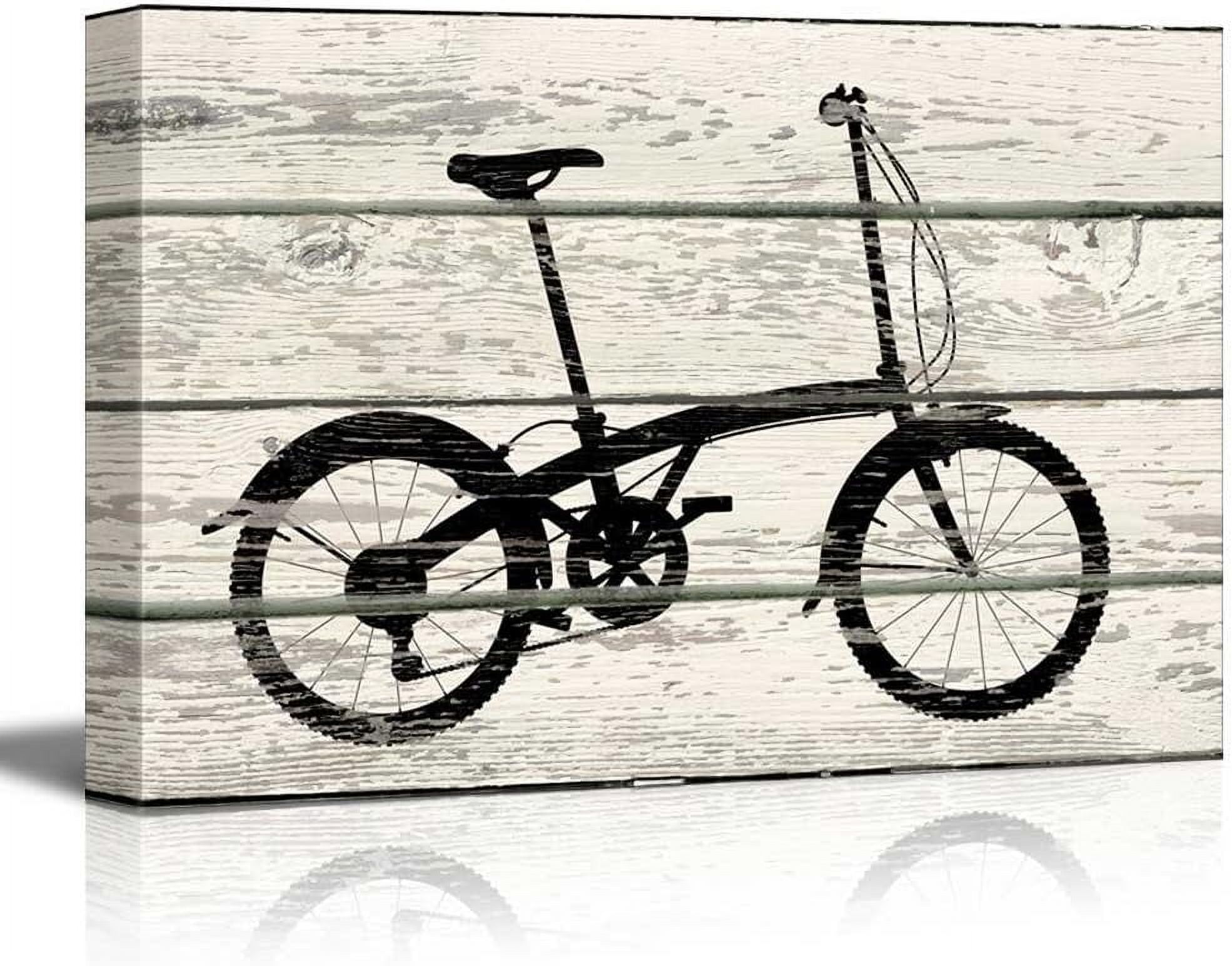 AXXPosters-- Bicycle/Bike Silhouette II Artwork - Rustic Canvas Wall Art Home Art - 16x24 inches ...