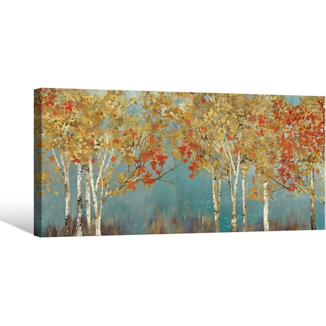 AXXPosters-Birch Tree Canvas Wall Art Abstract Forest Painting ...