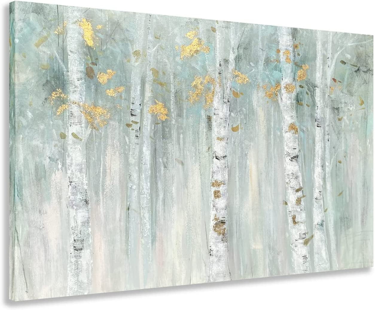 AXXPosters-Birch Tree Canvas Wall Art with Gold Foil - Abstract Forest ...