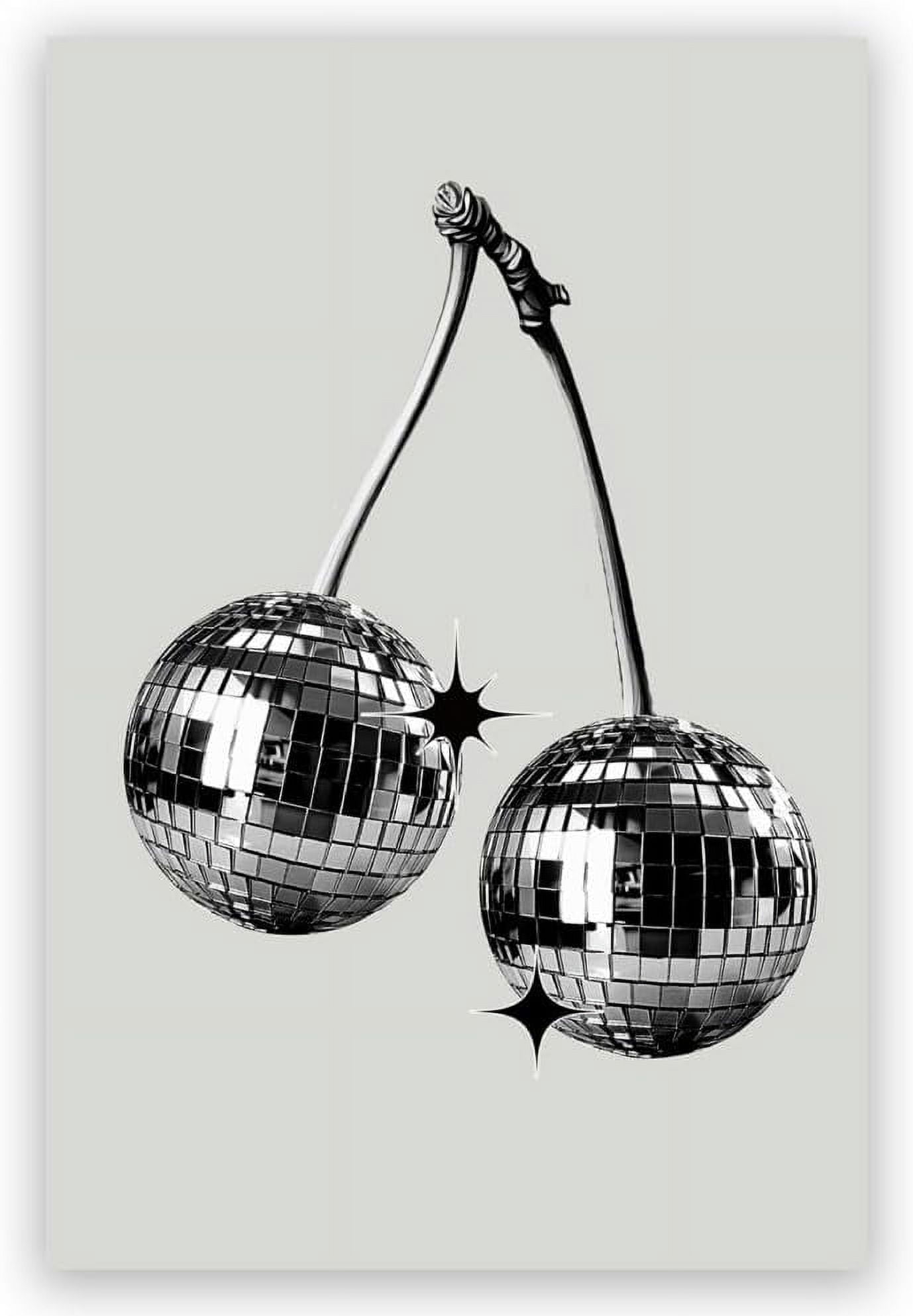 AXXPosters Black and White Canvas Wall Art Retro Disco Ball Poster ...