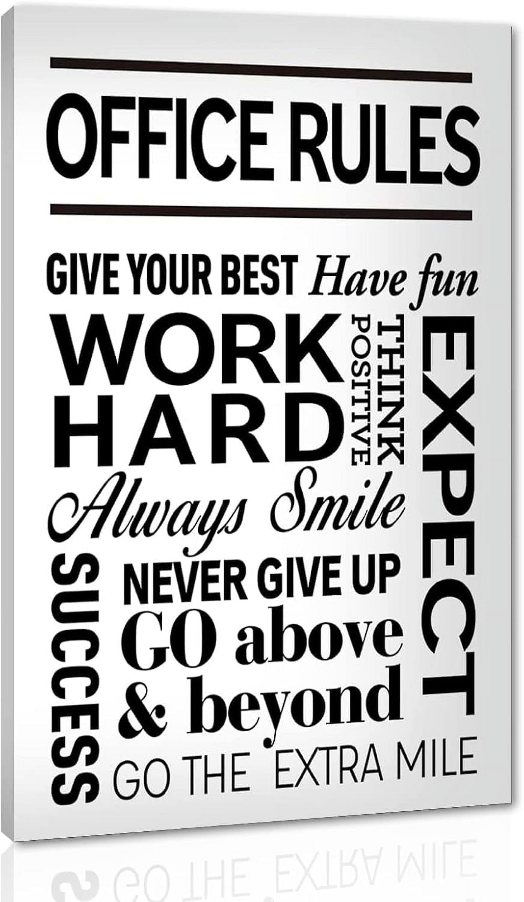 AXXPosters-Black and White Inspirational Quote Office Rules Canvas ...