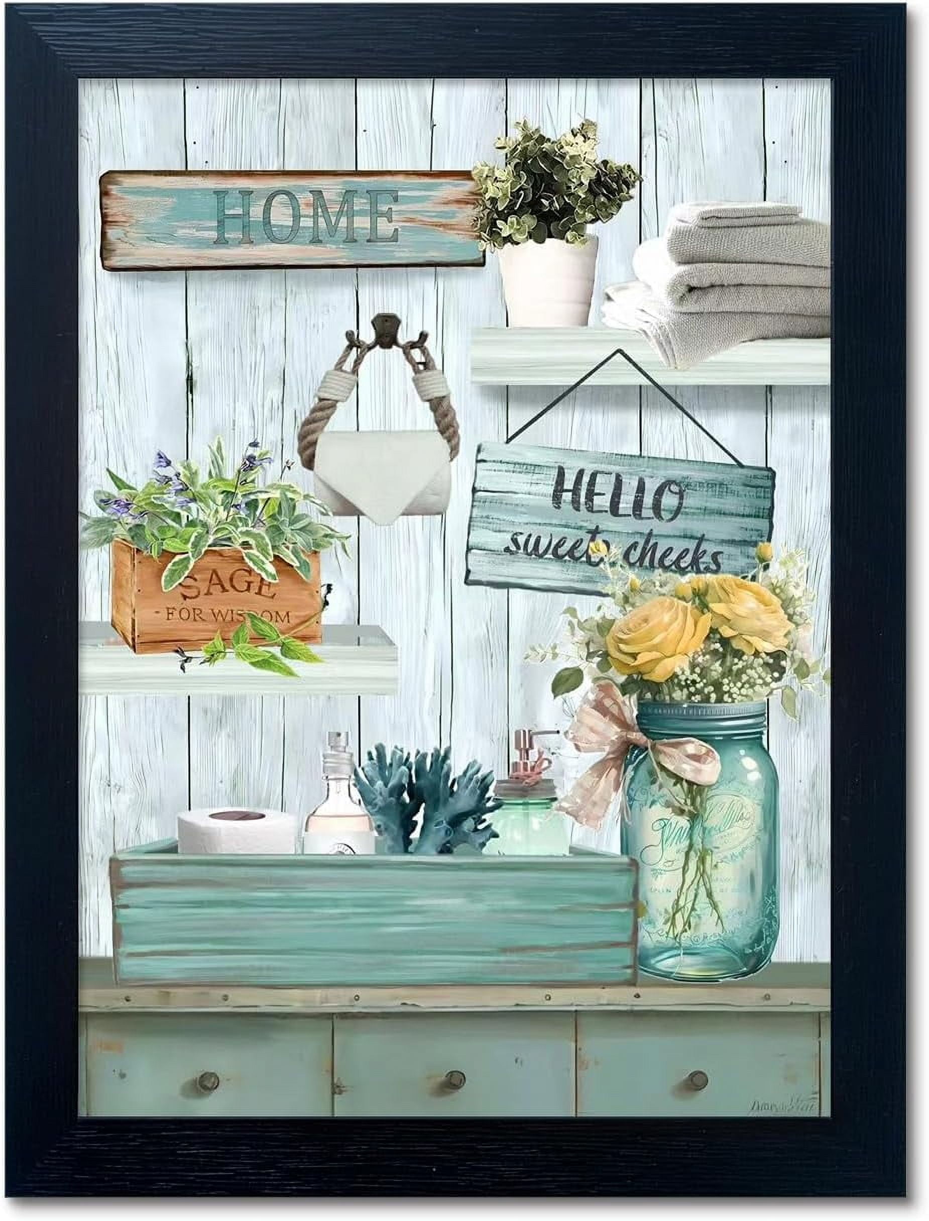 AXXPosters-Blue Bathroom Decor Wall Art Sea Theme Bathroom Wall Decor ...