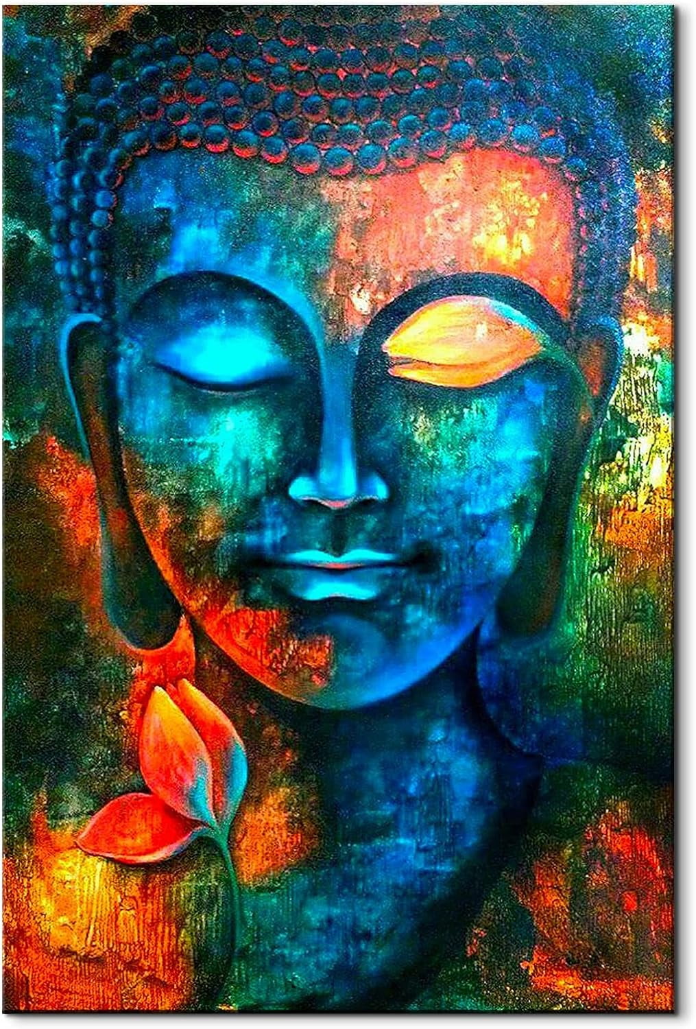 AXXPosters-Blue Buddha Wall Decor Colorful Abstract Buddha Head Wall ...