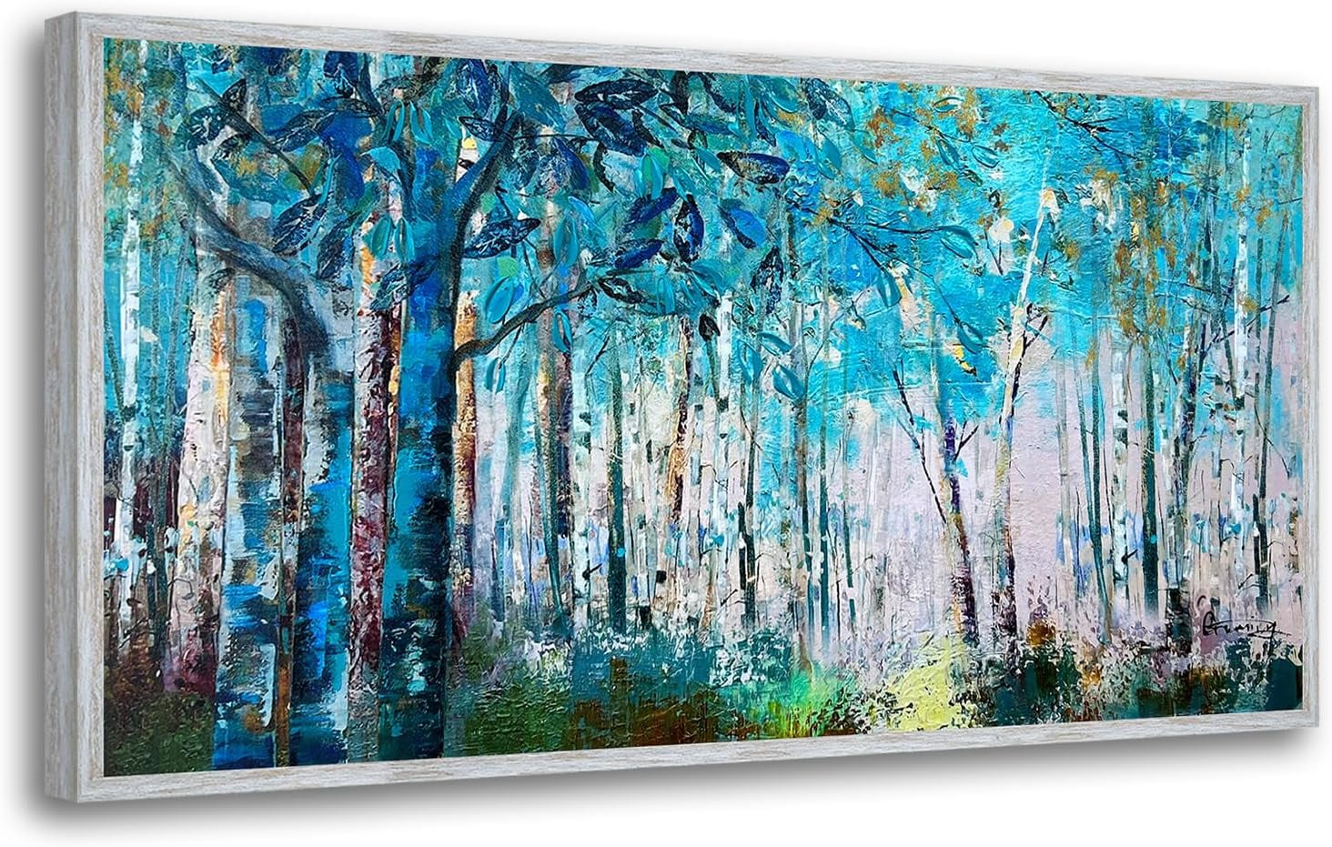 AXXPosters-Blue Tree Canvas Wall Art Forest Landscape Picture Nature ...
