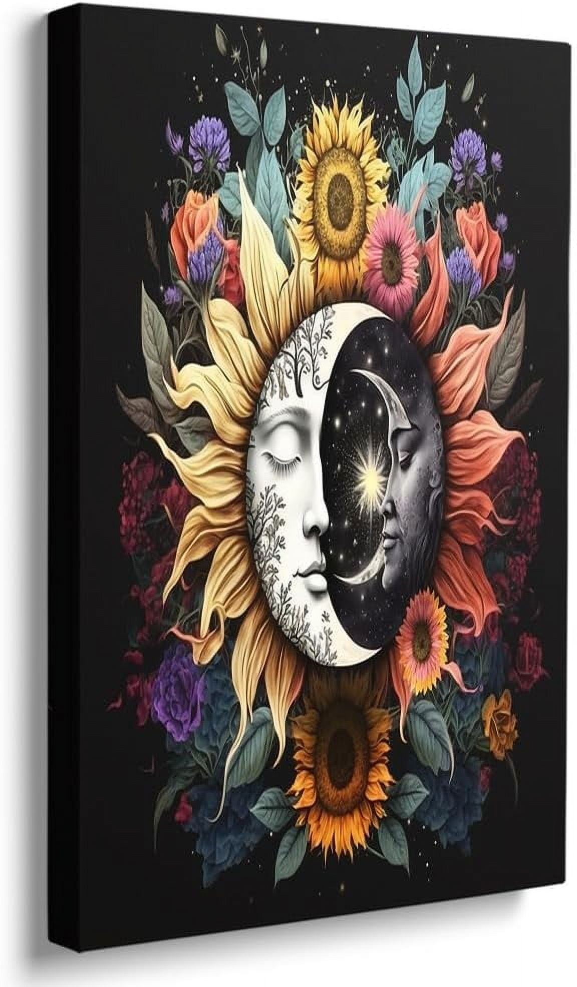 AXXPosters Boho Celestial Decor 12"x16" Celestial Sun Moon Poster ...