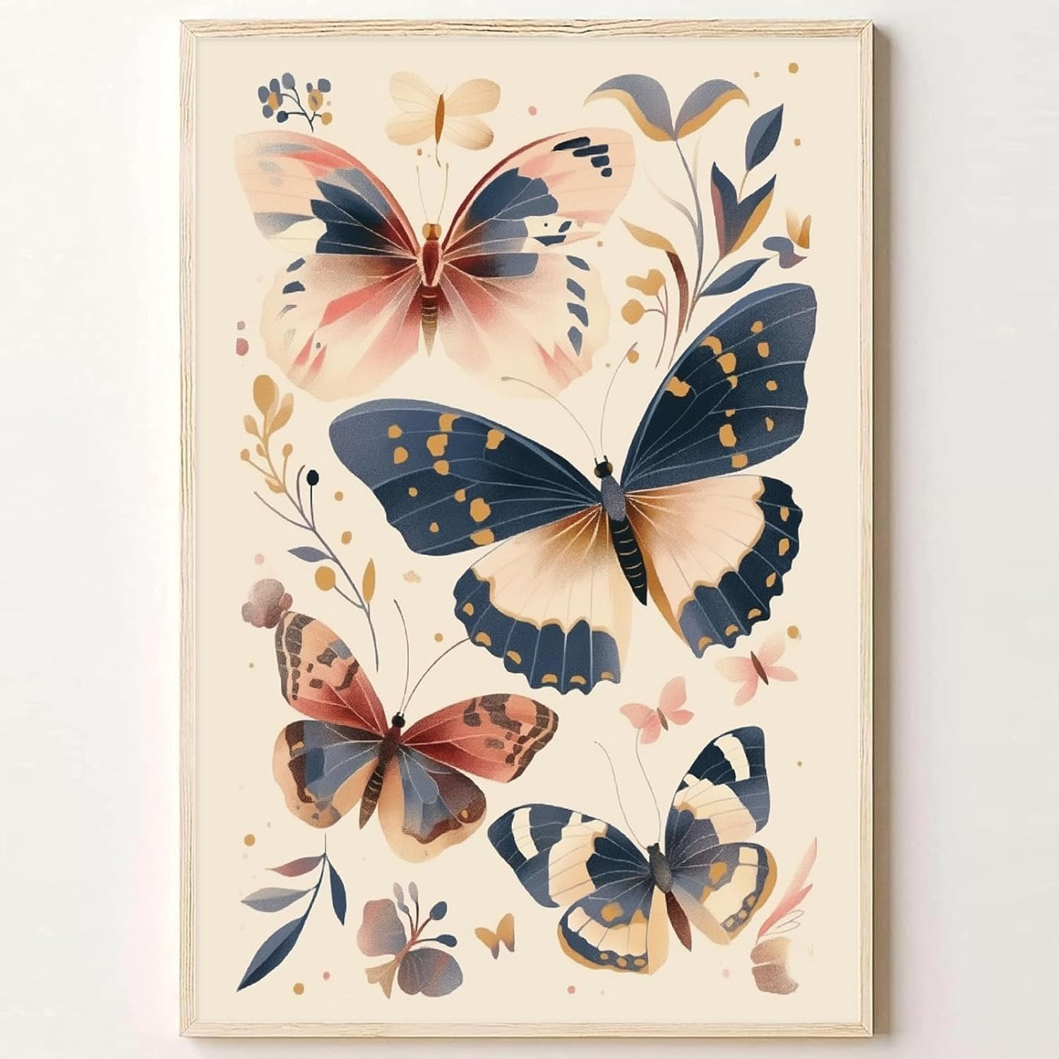 AXXPosters Botanical Butterfly Canvas Wall Art Aesthetic Butterfly ...