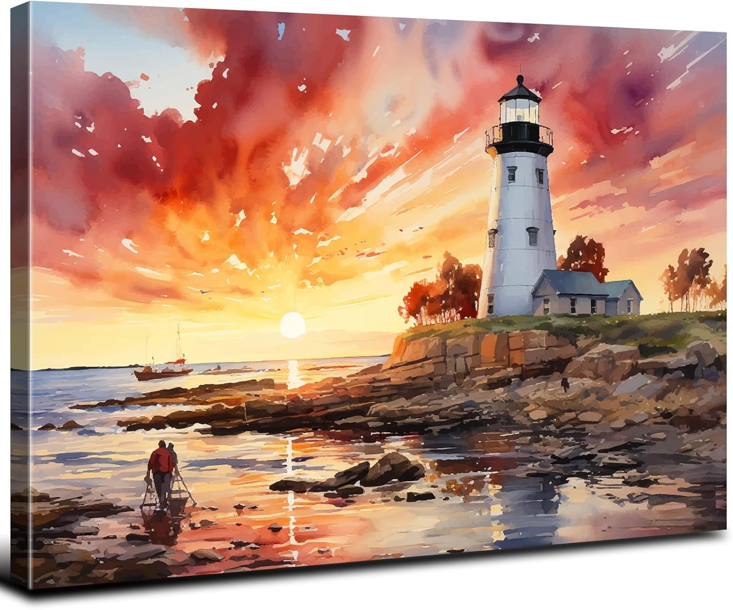 AXXPosters-Brunt Orange Coastal Canvas Wall Art Nautical Picture Wall ...