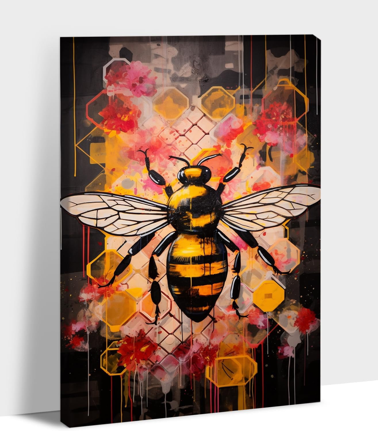 AXXPosters Bumblebee Graffiti Wall Art, Abstract Honey Bee Graffiti Art ...