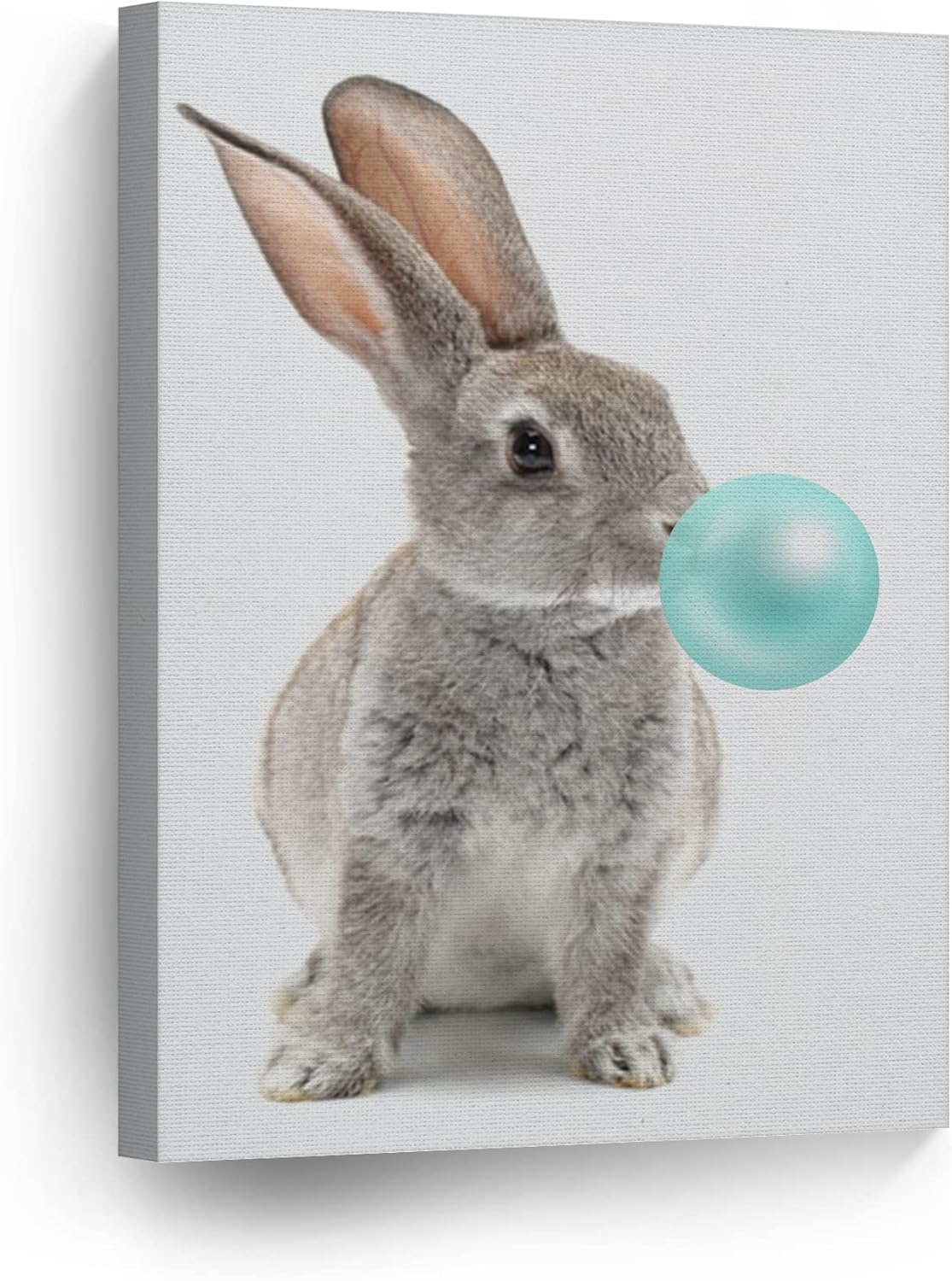 AXXPosters Bunny Rabbit Animal Decor Bubble Gum Art Turquoise Teal Blue ...