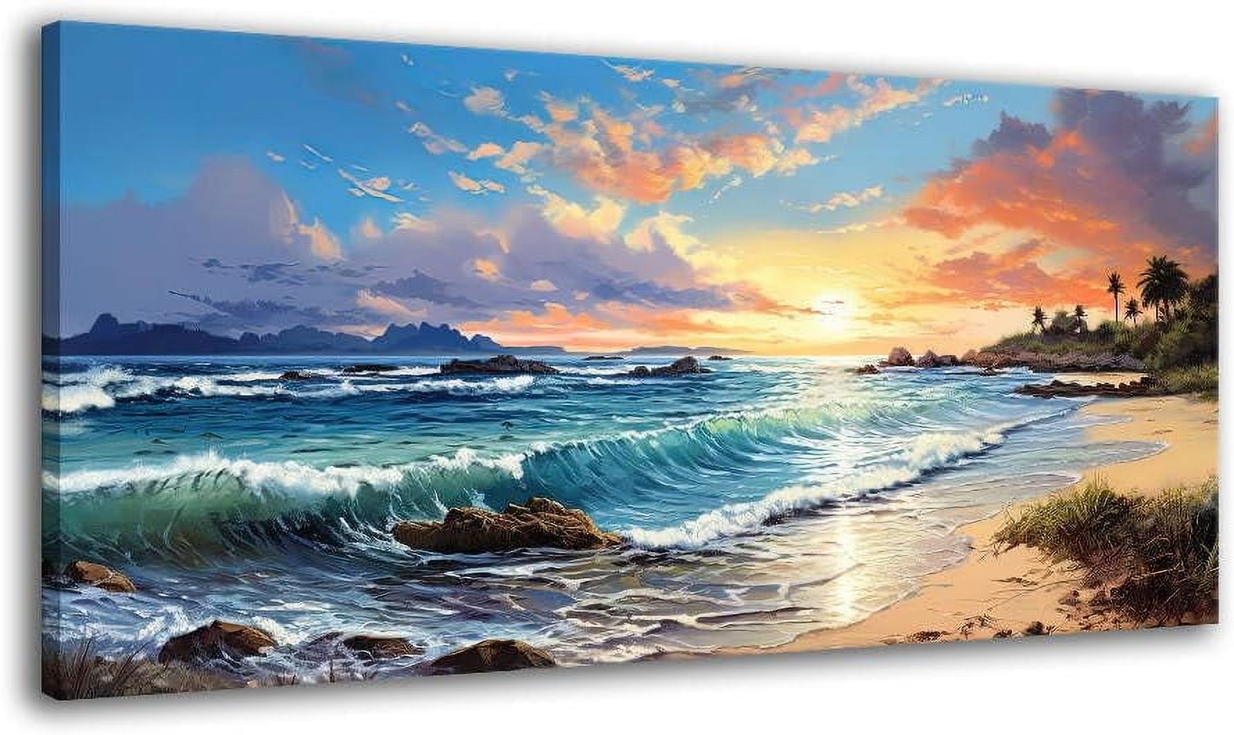 AXXPosters Canvas Art Wall Decor Seascape Canvas Painting Palm Tree ...