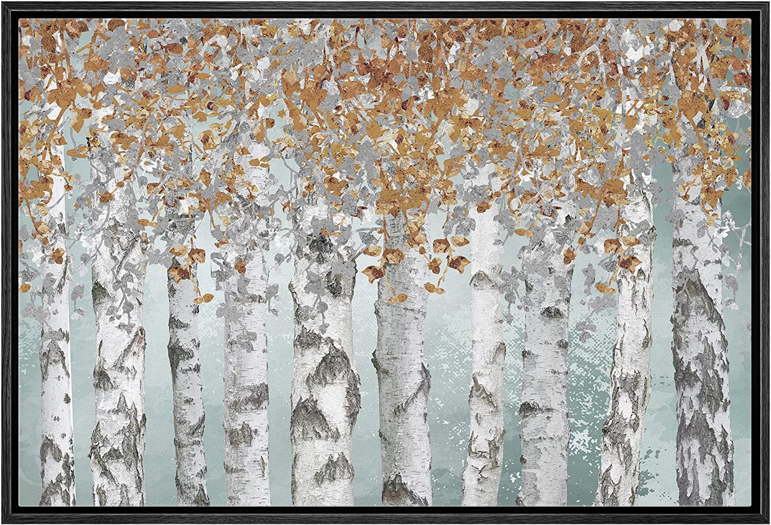 AXXPosters-Canvas Print Wall Art Birch Tree Forest Collage with Brown ...