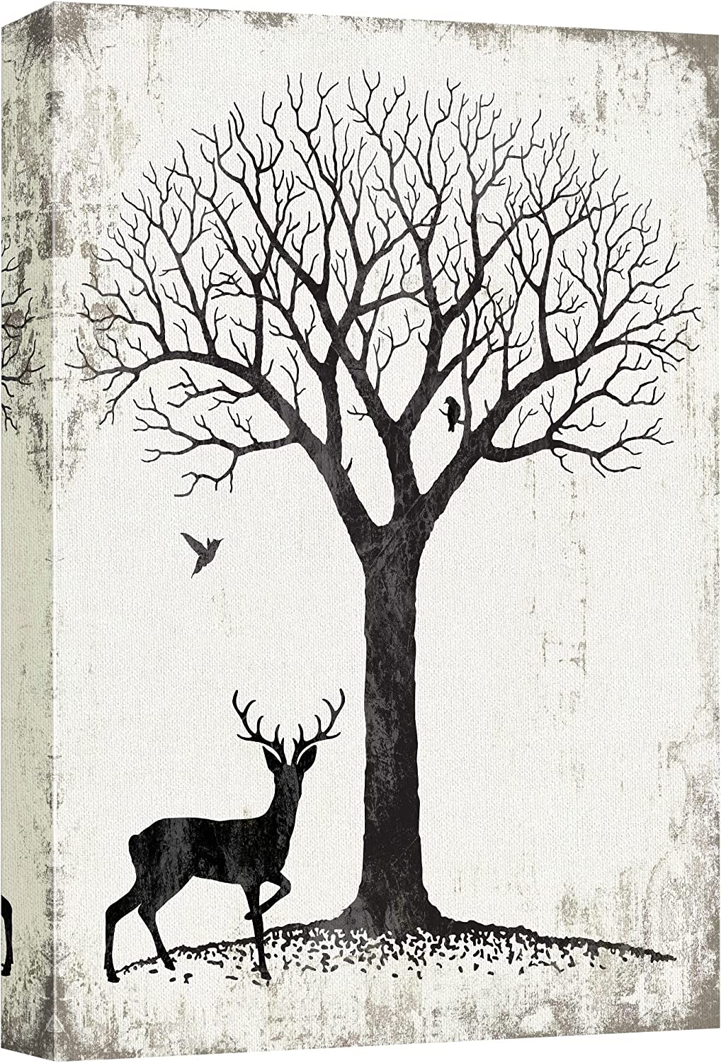 AXXPosters-Canvas Print Wall Art Black & White Landscape with Tree ...