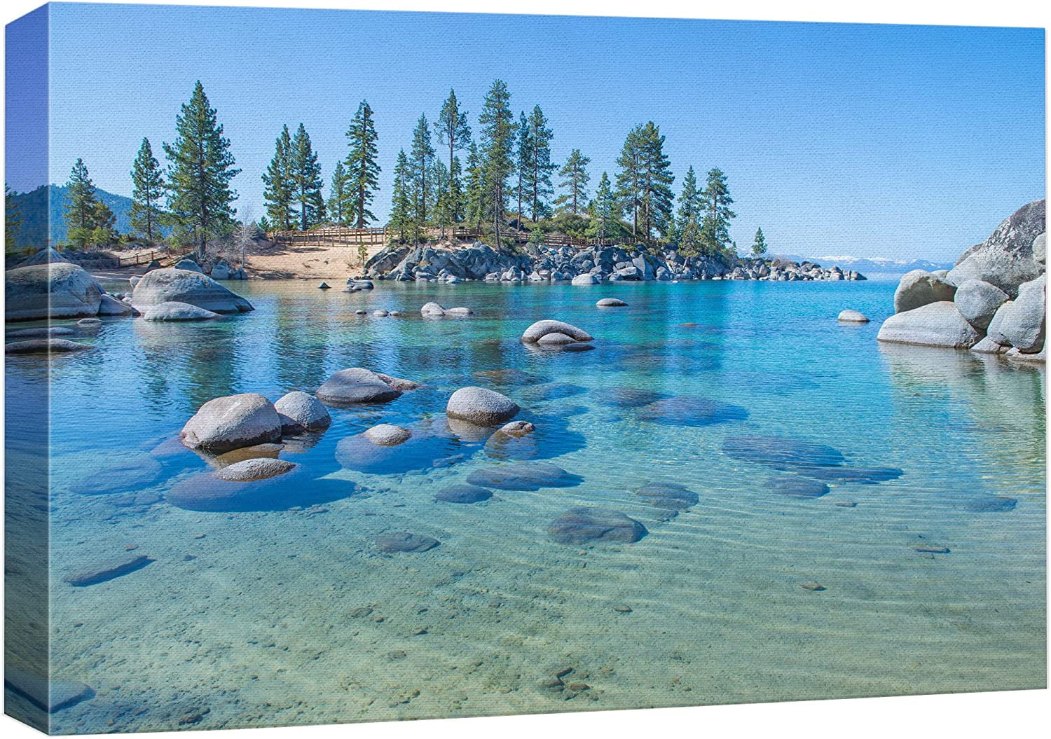 AXXPosters Canvas Print Wall Art Blue Lake in Mountain Forest Landscape ...