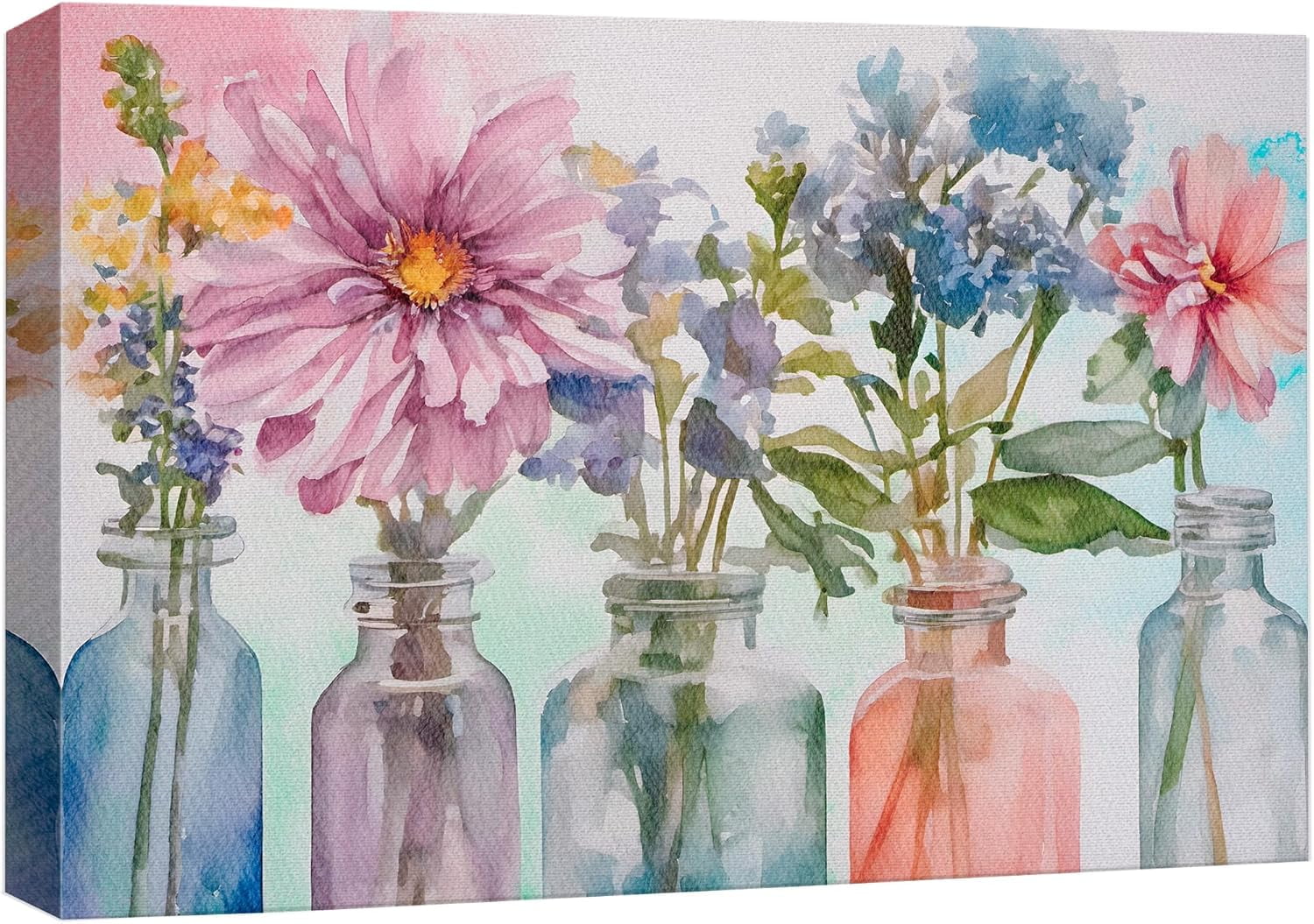 AXXPosters-Canvas Print Wall Art Colorful Serenity Multi-Hued Floral ...