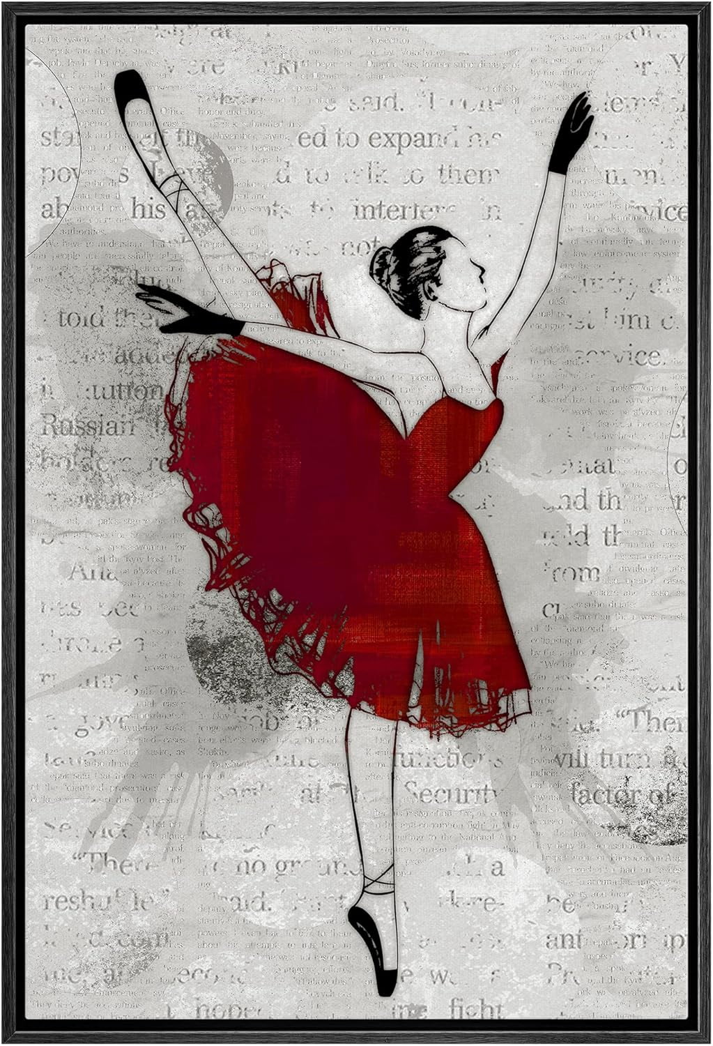 AXXPosters- Canvas Print Wall Art Dancing Ballerina in Red Dress Dance ...