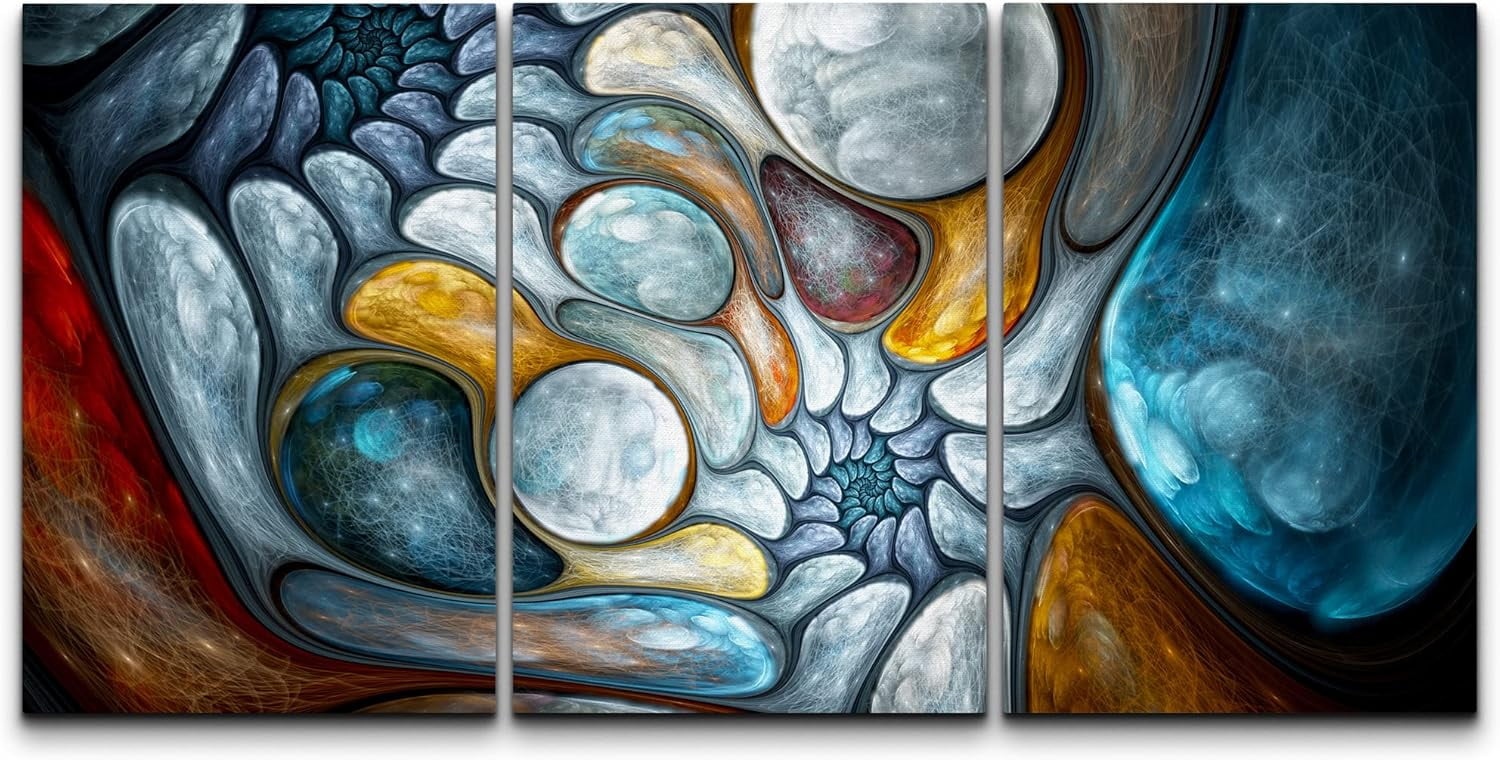 AXXPosters -Canvas Print Wall Art Glowing 3D Oblong Bubble Pattern ...