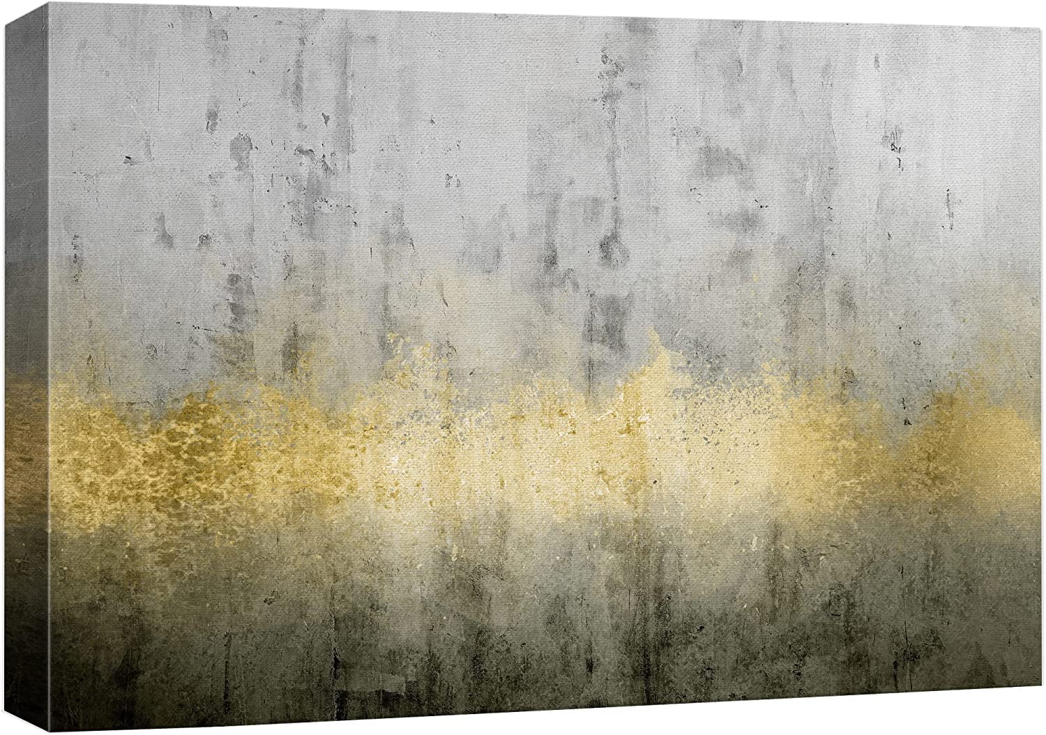 AXXPosters-Canvas Print Wall Art Gold, Gray & Black Abstract Landscape ...