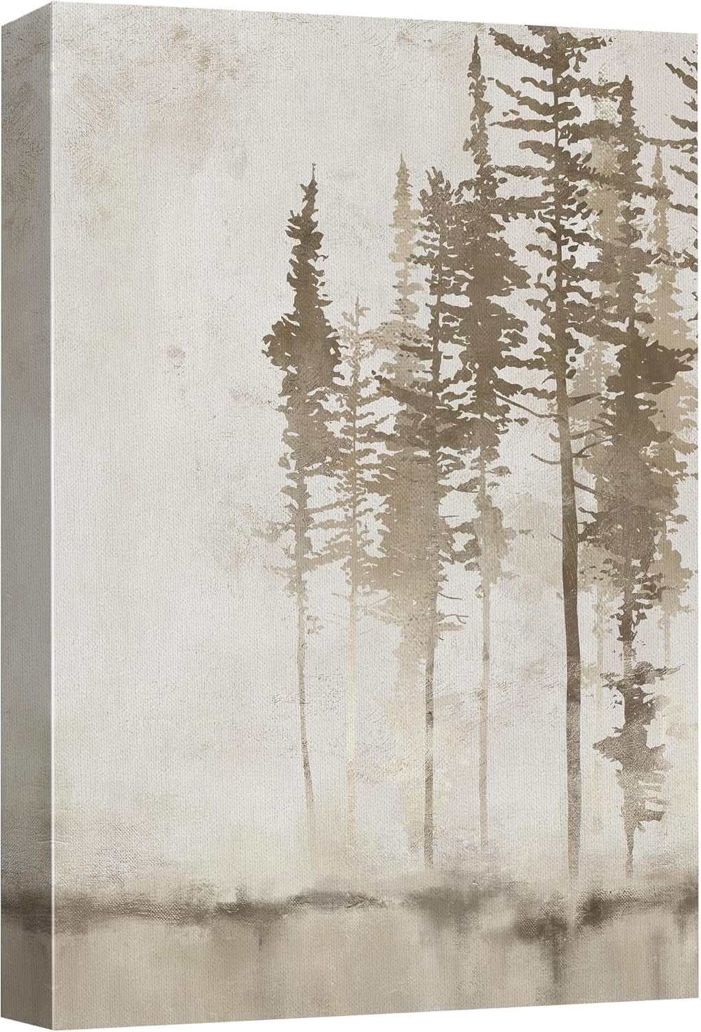 AXXPosters-Canvas Print Wall Art Misty Forest Echoes Gold and Grey ...