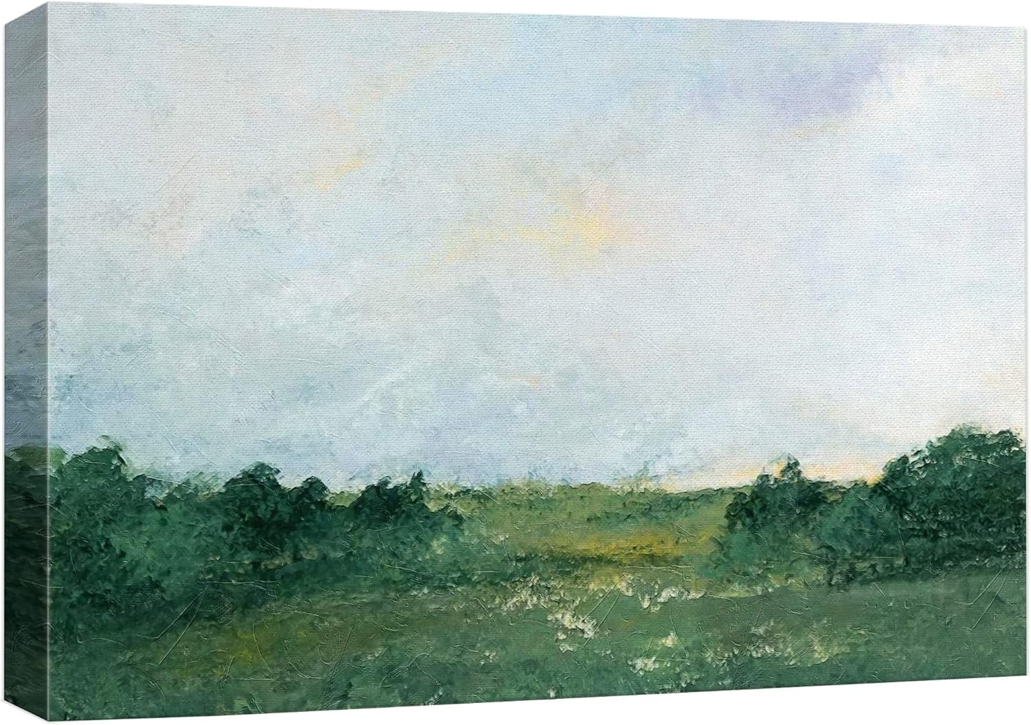 AXXPosters-Canvas Print Wall Art Pastel Green Forest Clearing Landscape ...