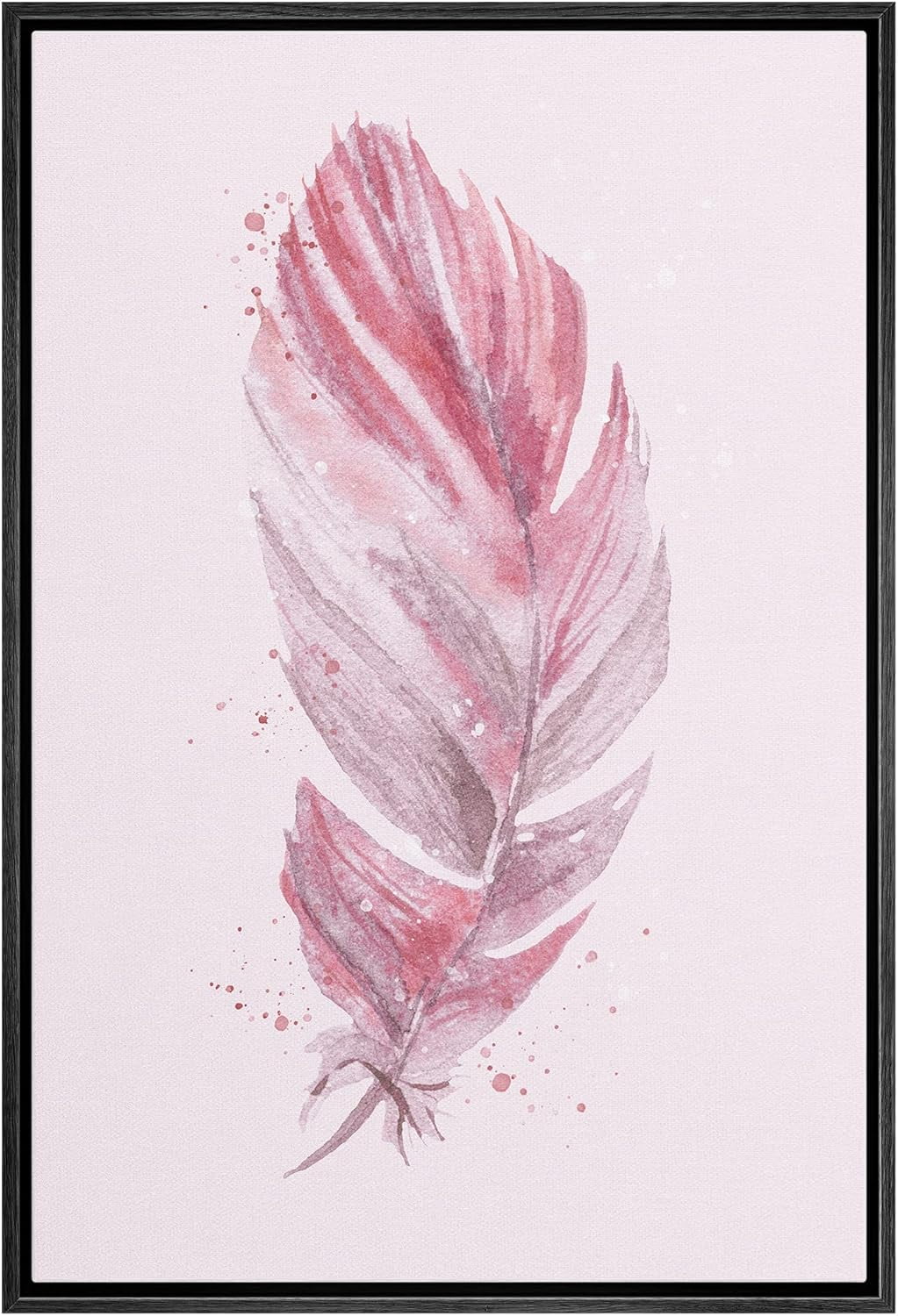 AXXPosters- Canvas Print Wall Art Pastel Watercolor Pink Gray Bird ...