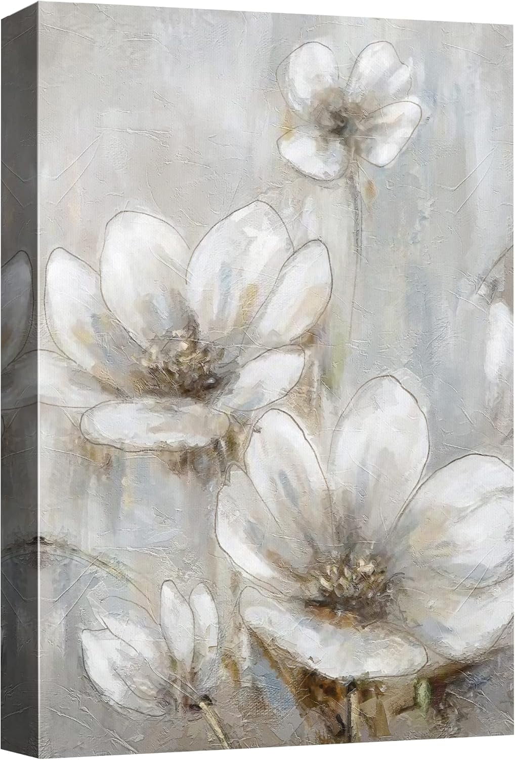 AXXPosters-Canvas Print Wall Art Pastel Watercolor White Garden Daisy ...